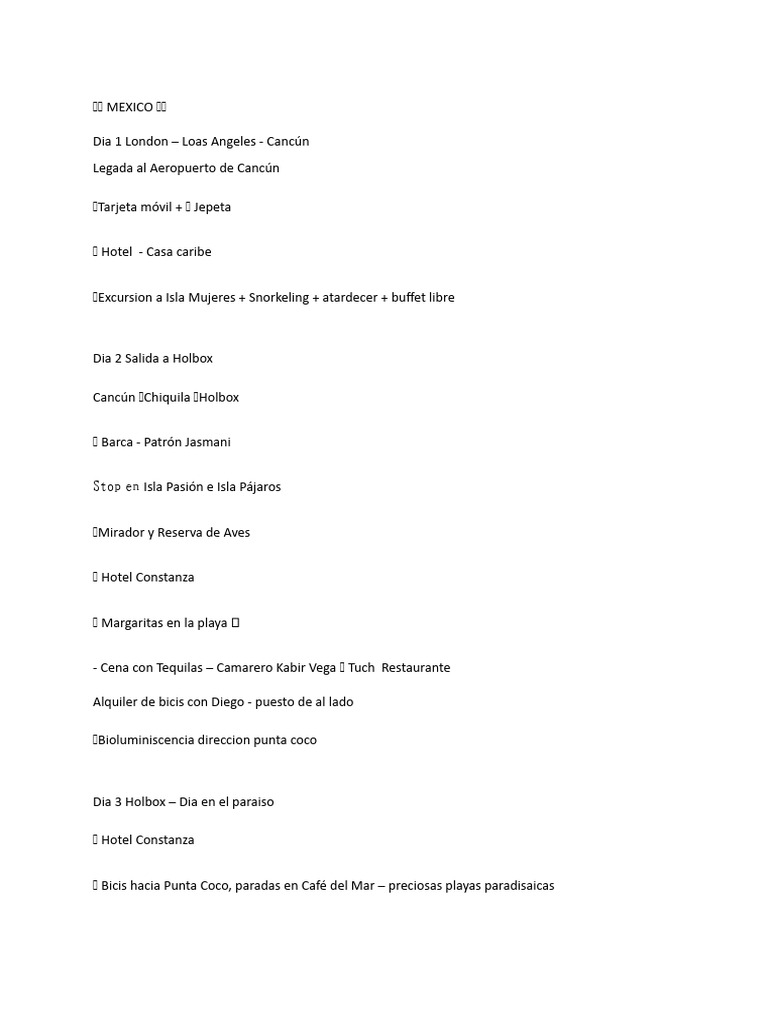 Mexico Itinerario Pdf