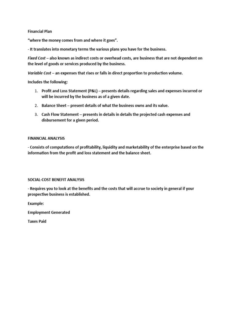 Financial Plan Info Sheet | PDF