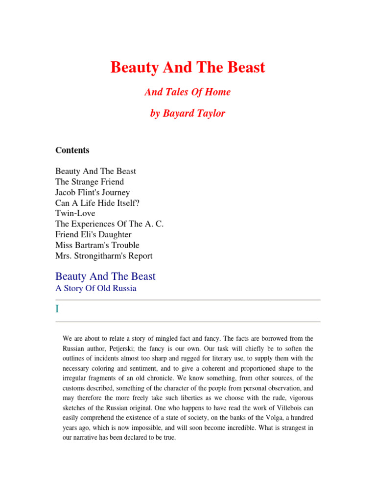 Beauty and the Beast: A Russian Tale | PDF