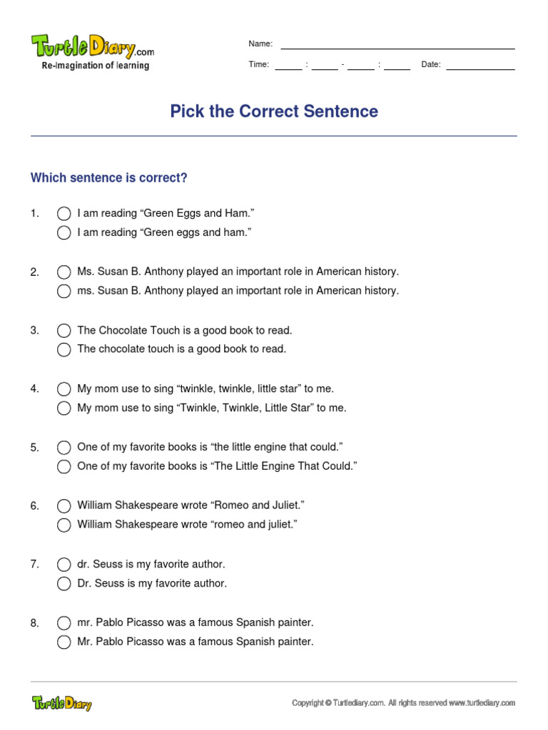 Pick The Correct Sentence | PDF