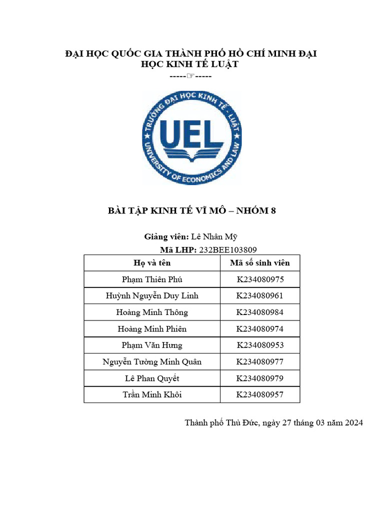 BÀI TẬP VĨ MÔ LMS | PDF