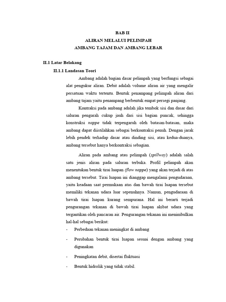 Aliran Melalui Ambang Tajam dan Lebar | PDF