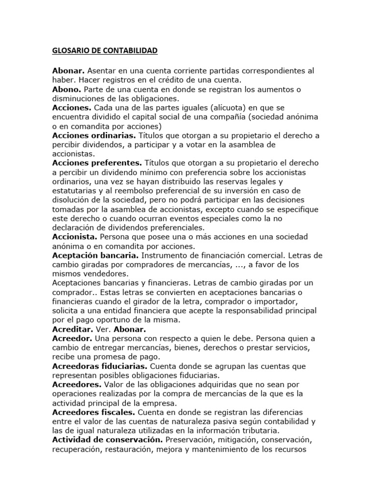 Glosario de Contabilidad | PDF | Contabilidad | Balance de pagos