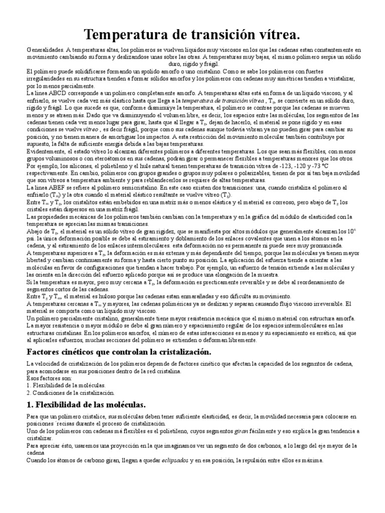 Temperatura de transición vítrea | Sólido amorfo | Polímeros
