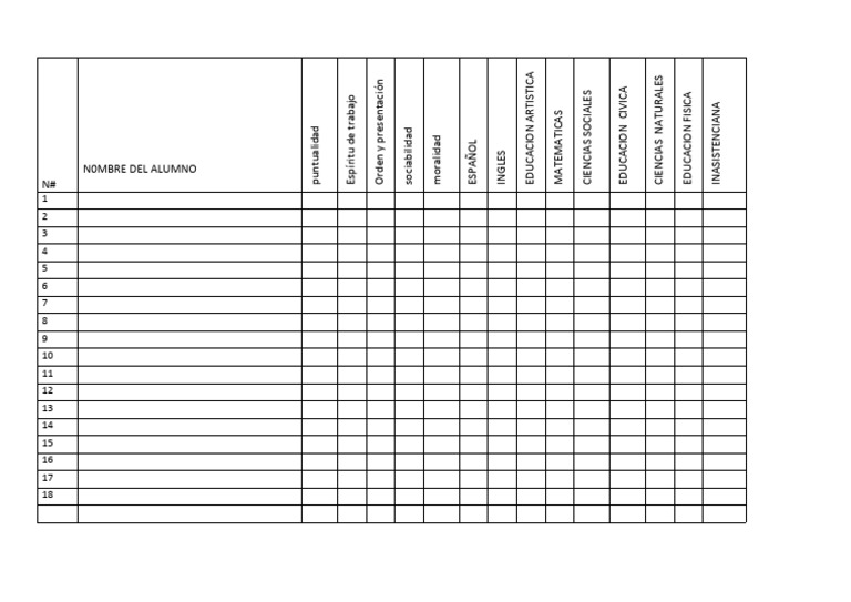 Formato De Notas Parciales Pdf