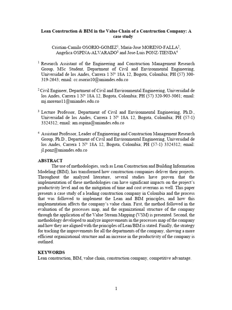 Lean Construction & BIM Value Chain Study | PDF | Lean Manufacturing ...