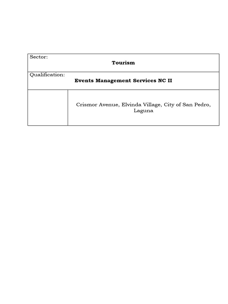 Training Plan Evm NC Iii | PDF | English Language | Input/Output