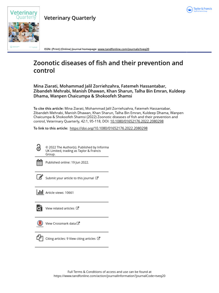 Zoonotic Diseases of Fish and Their Prevention and Control Jurnal | PDF ...