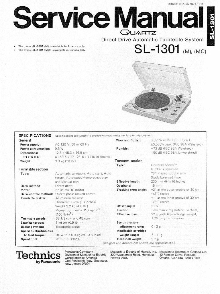 Technics SL-1301 | PDF
