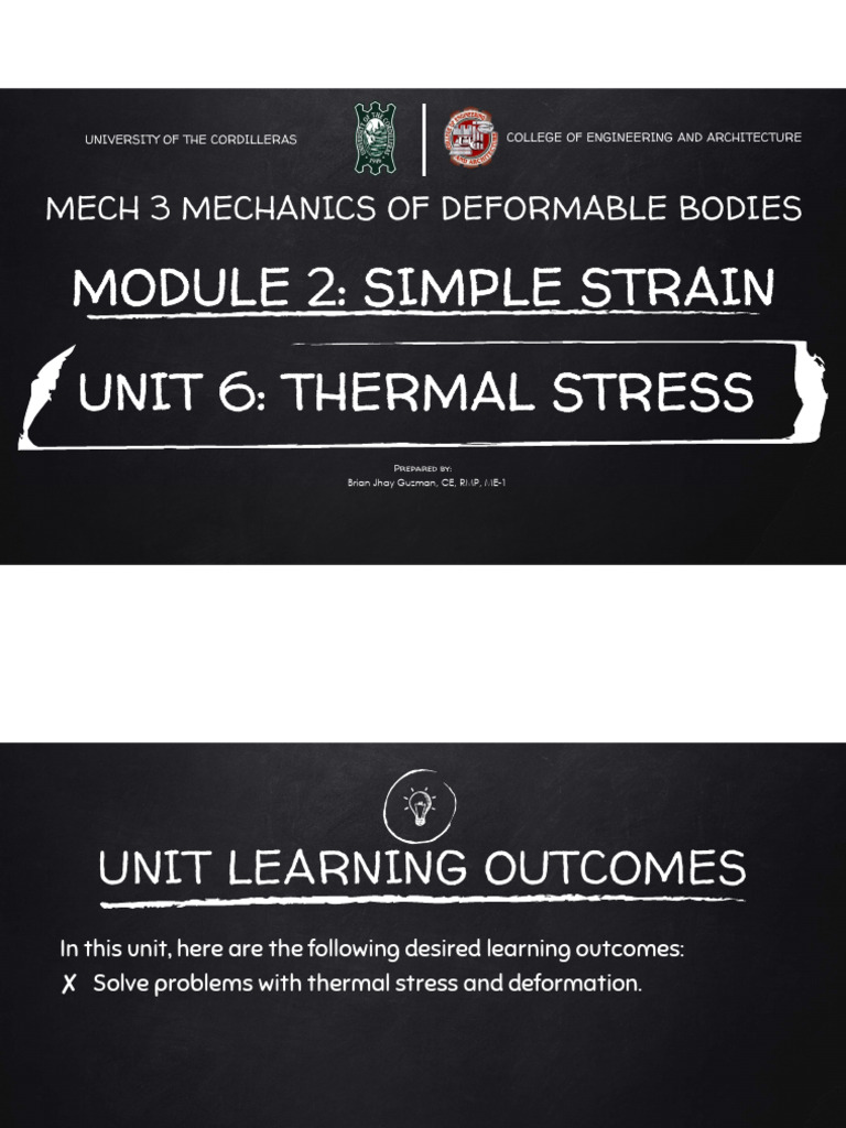 Mech 3 Module 2 Unit 6 (Thermal Stress) | PDF | Stress (Mechanics) | Deformation (Engineering)