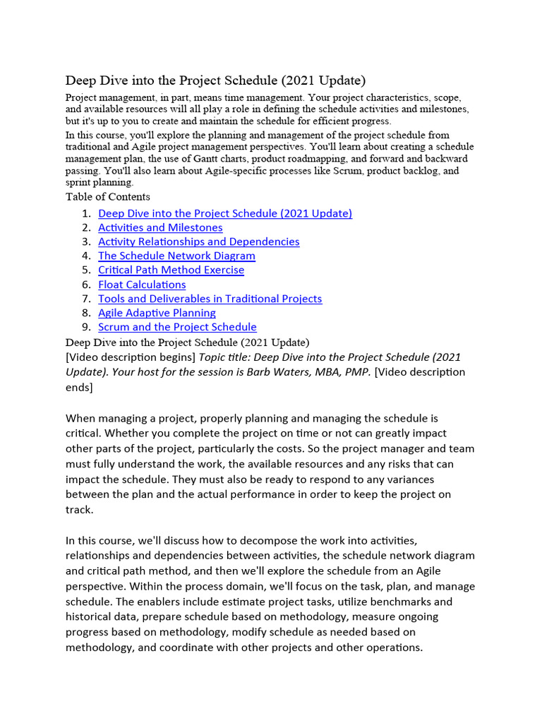 Project Schedule Management Guide | PDF | Scrum (Software Development)