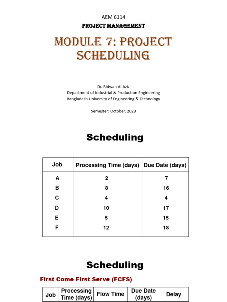 Scheduling | PDF