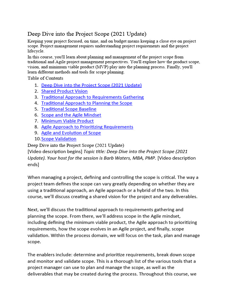 Deep Dive Into The Project Scope (2021 Update) - 033559 | PDF | Agile ...