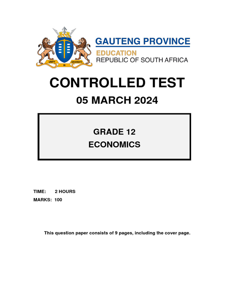 Grade 12 Controlled Test 1 2024 | PDF | Fiscal Multiplier | Government ...