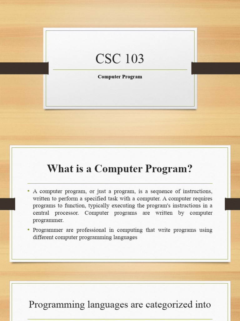 CSC 103 | PDF | Algorithms | Computer Programming CSC 103 | PDF | Algorithms | Computer Programming