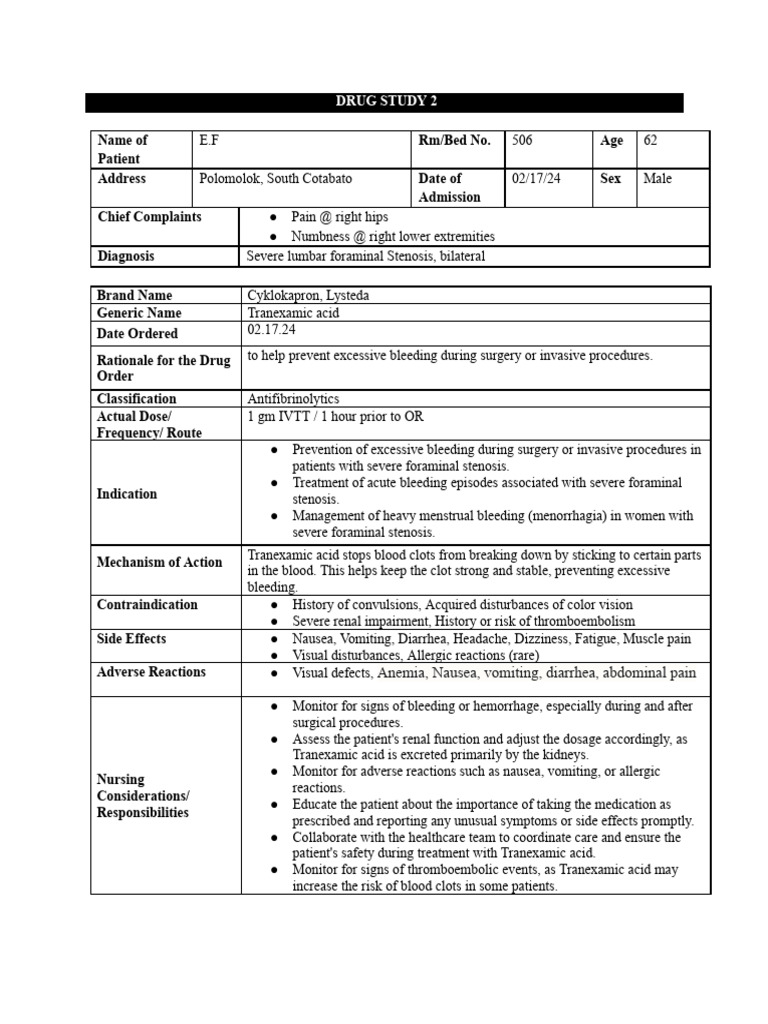 DRUG-STUDY-2 | PDF | Bleeding | Thrombosis