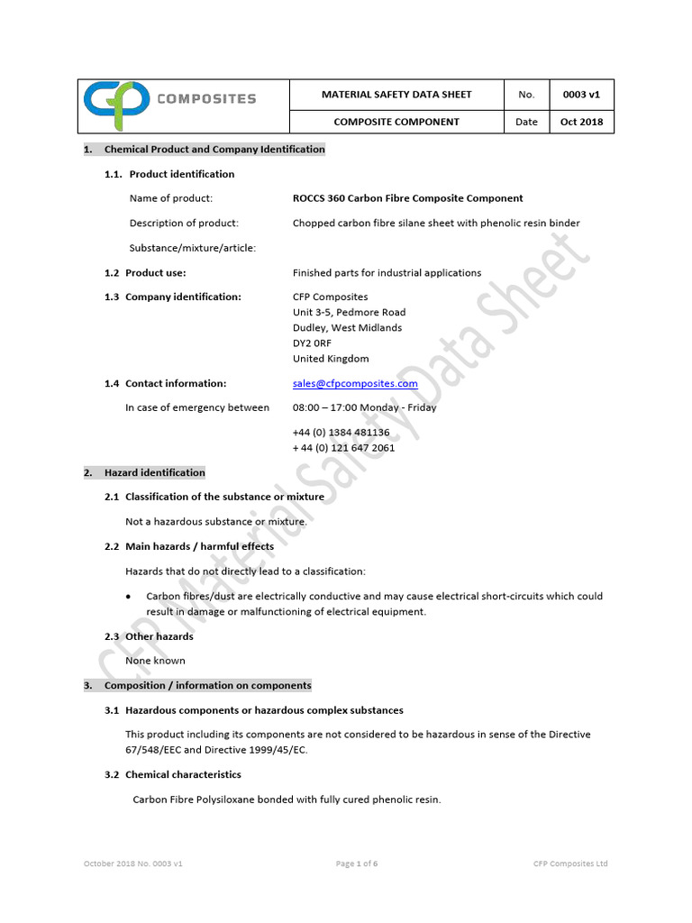 CFP MSDS ROCCS 360 v3 | PDF | Waste | Waste Management