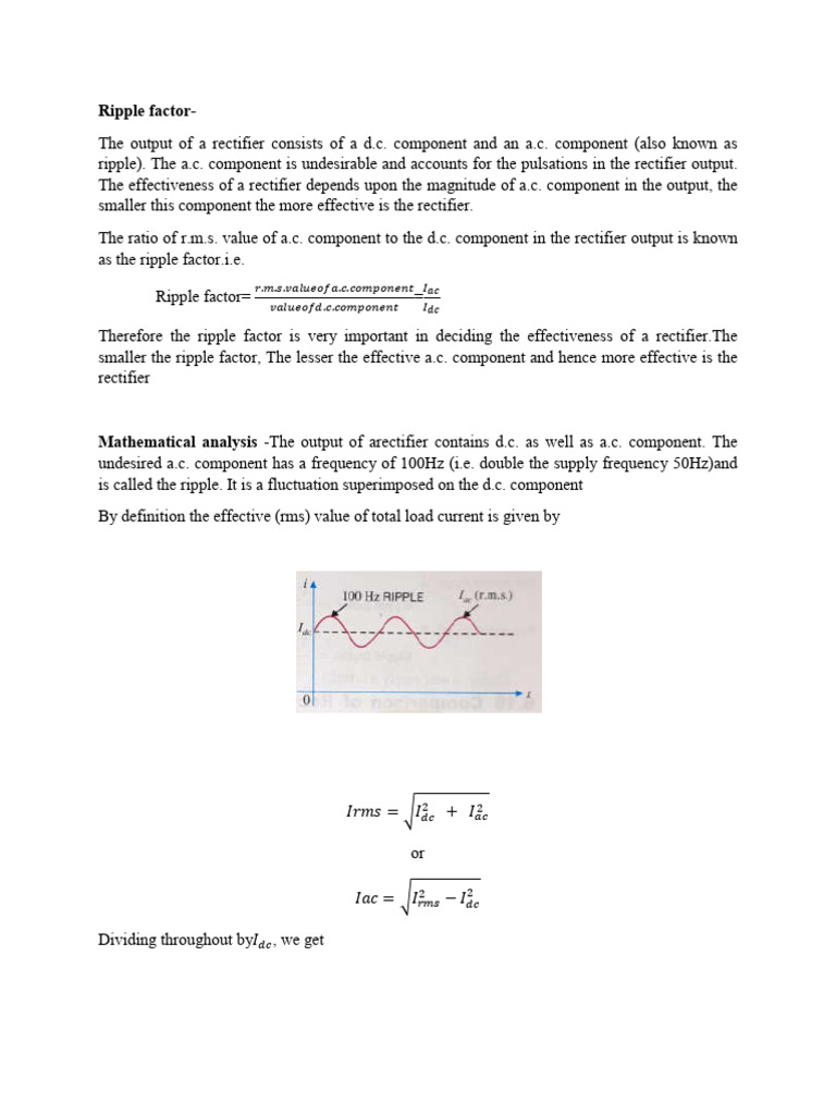 Study Material - Ripple Factor - Special Diode | PDF | Diode | Rectifier