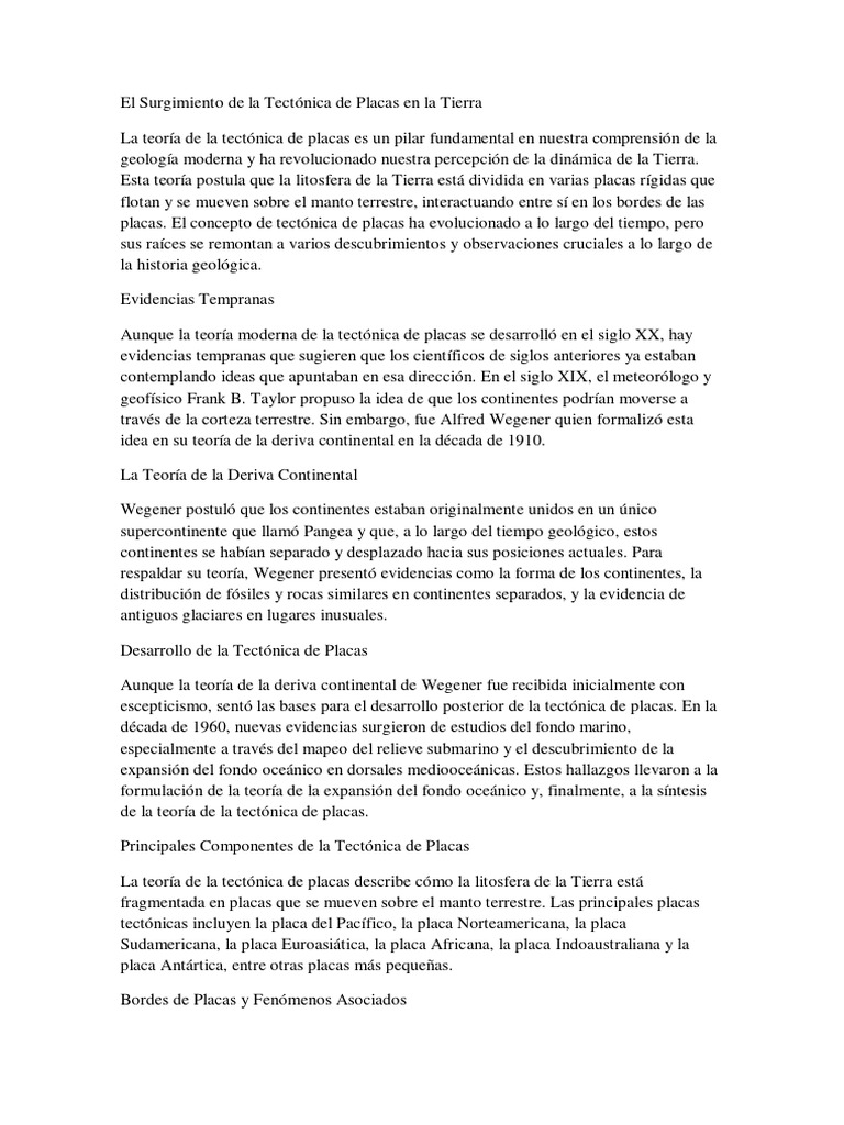 Comienzo de La Tectonica de Placas en La Tierra | PDF | Placas tectónicas | Ciencias de la Tierra