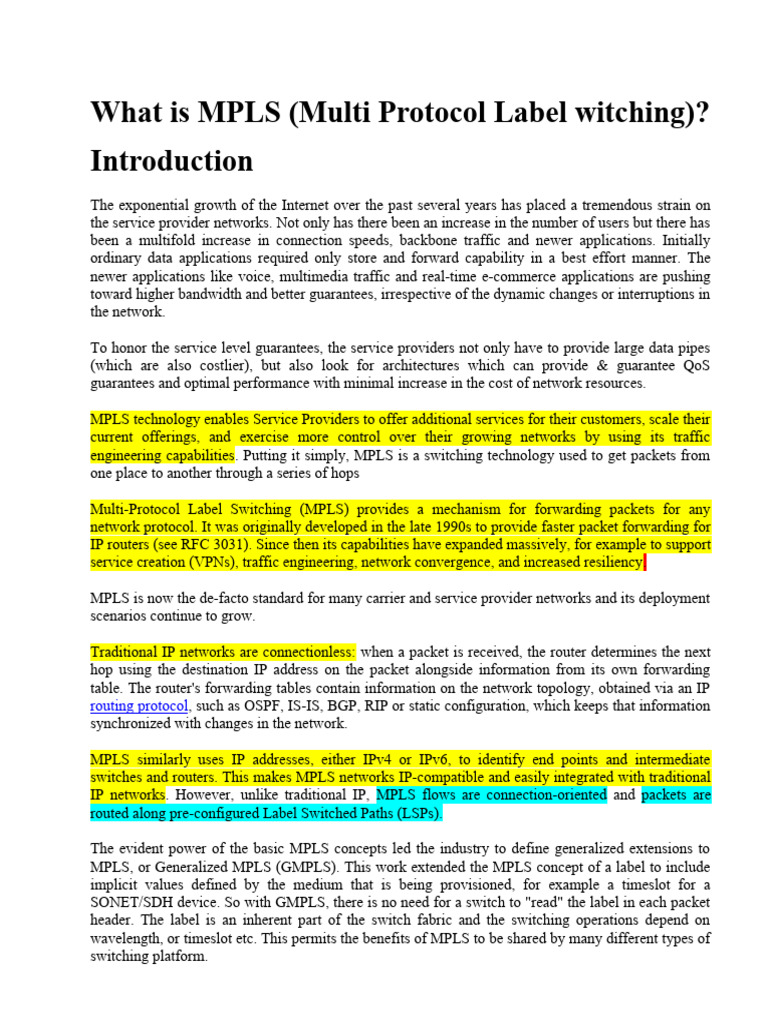 CH3 MPLS Multiprotocol Support | PDF | Networking | Multiprotocol Label Switching