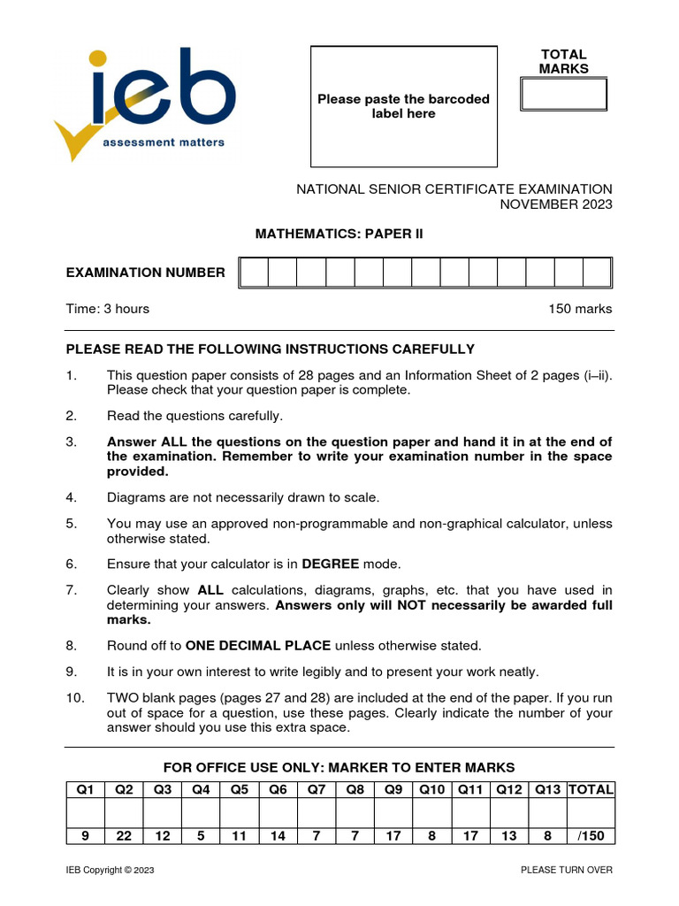 NSC Mathematics P2 2023 | PDF | Circle | Geometry