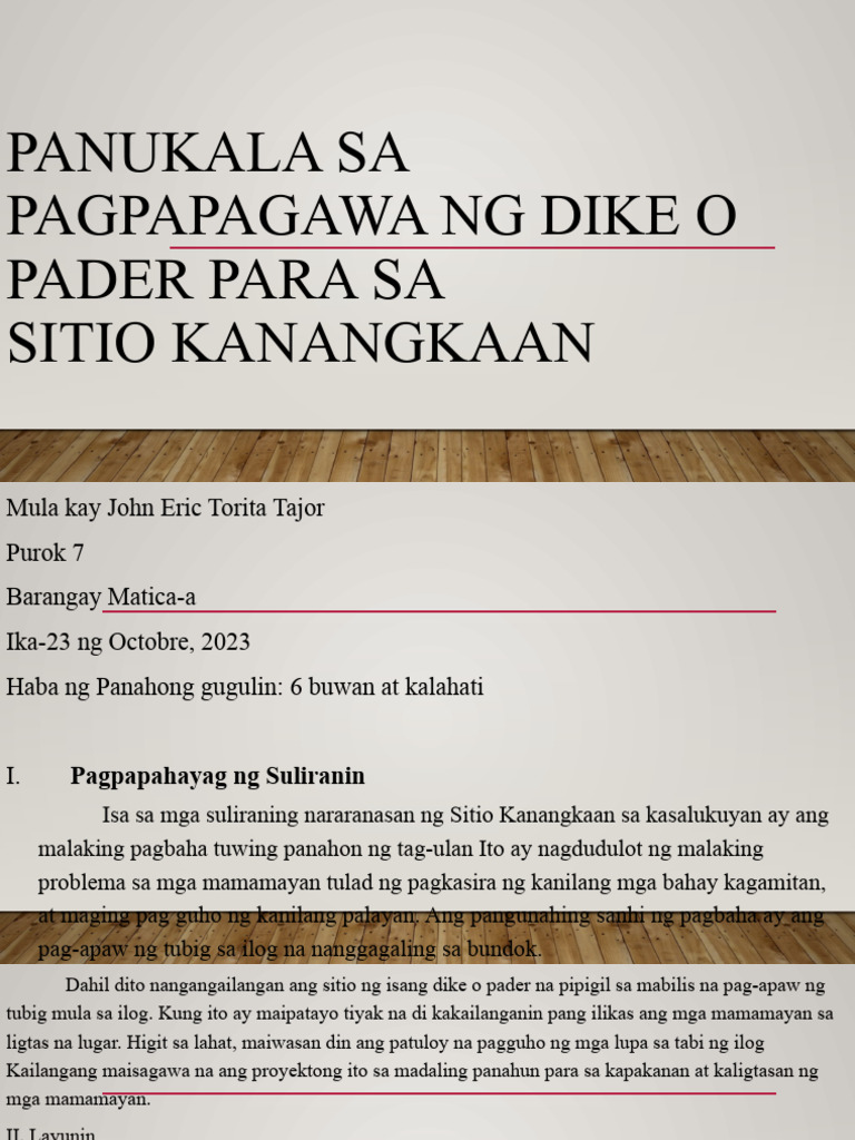 Panukala Sa Pagpapagawa NG Dike o Pader para | PDF Panukala Sa Pagpapagawa NG Dike o Pader para | PDF