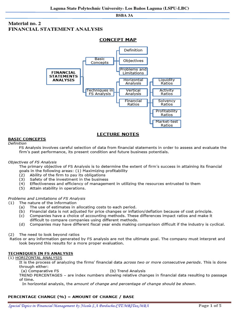 Material No. 2 Financial Statement Analysis: Laguna State Polytechnic ...