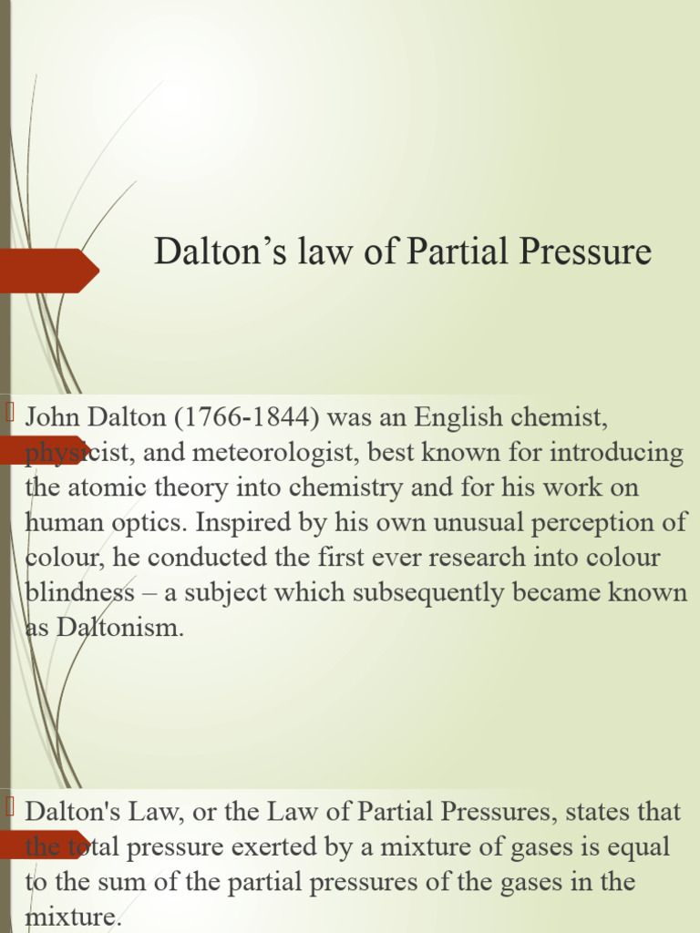 Dalton's Law of Partial Pressure | PDF | Gases | Chemistry