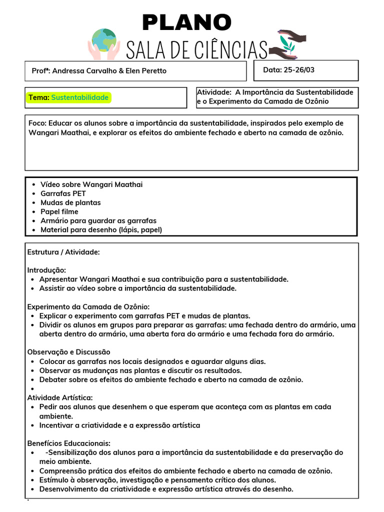 Planos de Aula Ciências | PDF