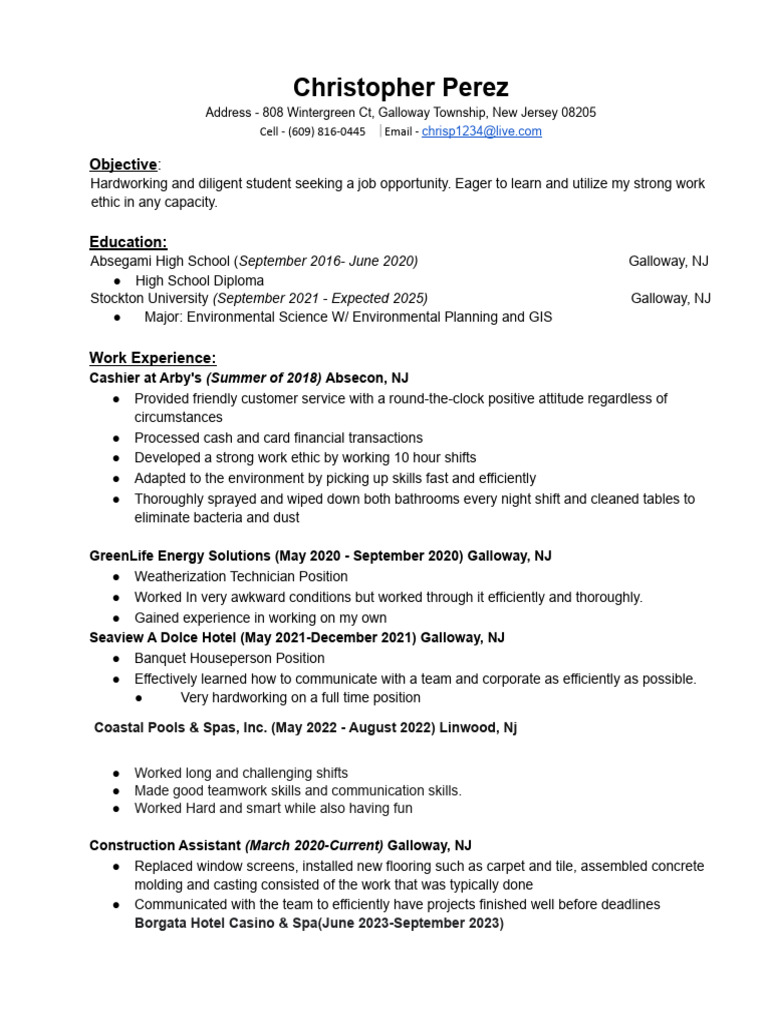 Christopher Perez Resume | PDF