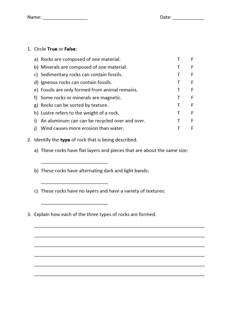4 Science Rocks Minerals Test | PDF | Rock (Geology) | Nature