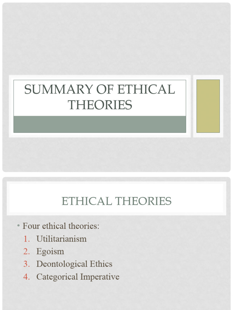 Overview of Ethical Theories Explained | PDF | Career & Growth | Self ...