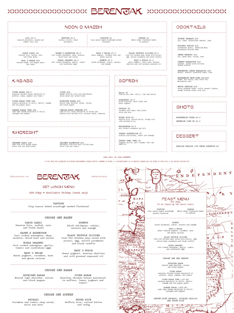 Berenjak Soho Sample Menus MAY 2023 | PDF | Kebab | Yogurt