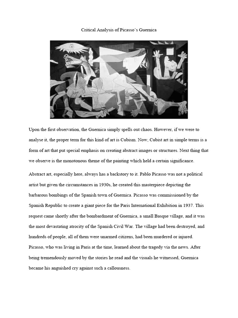 Critical Analysis of Visual Art | PDF | Pablo Picasso | The Arts