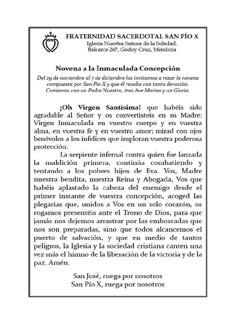 Novena A La Inmaculada Concepción | PDF