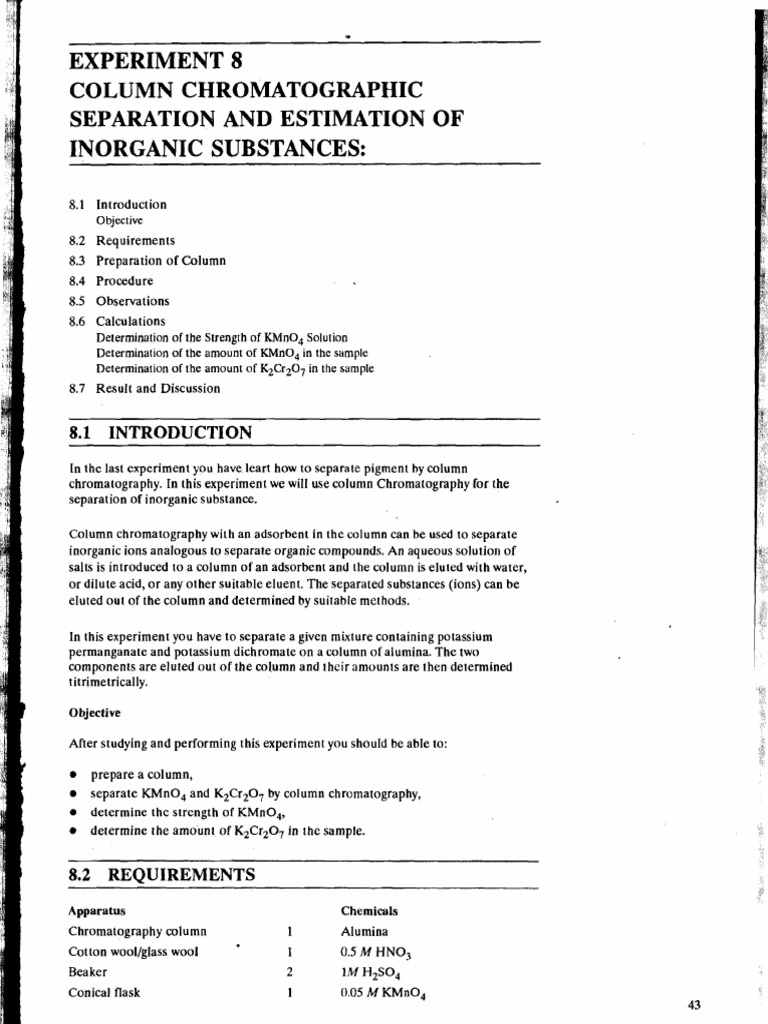 Experiment 8 | PDF | Chromatography | Elution