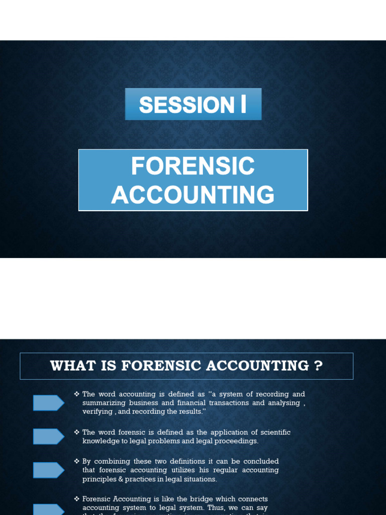 01 Forensic Accounting PPTs | PDF | Financial Audit | Audit