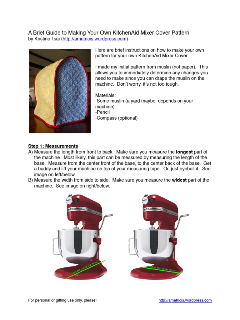 Mixer Cover Pattern Tutorial | PDF | Seam (Sewing) | Quilting