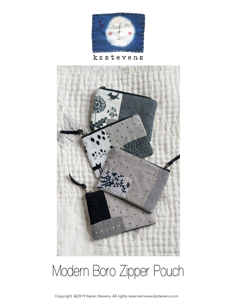 Modern Boro Zipper Pouch | PDF | Seam (Sewing) | Embroidery