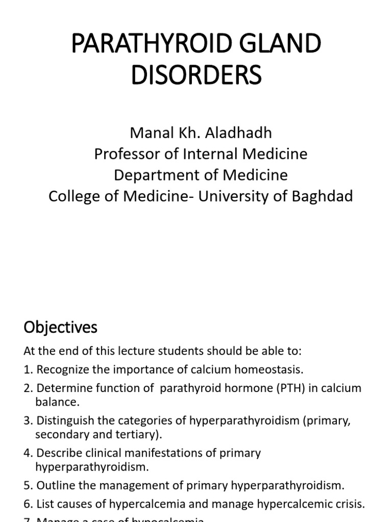 Parathyroid Gland Disorders Overview | PDF | Endocrine System ...