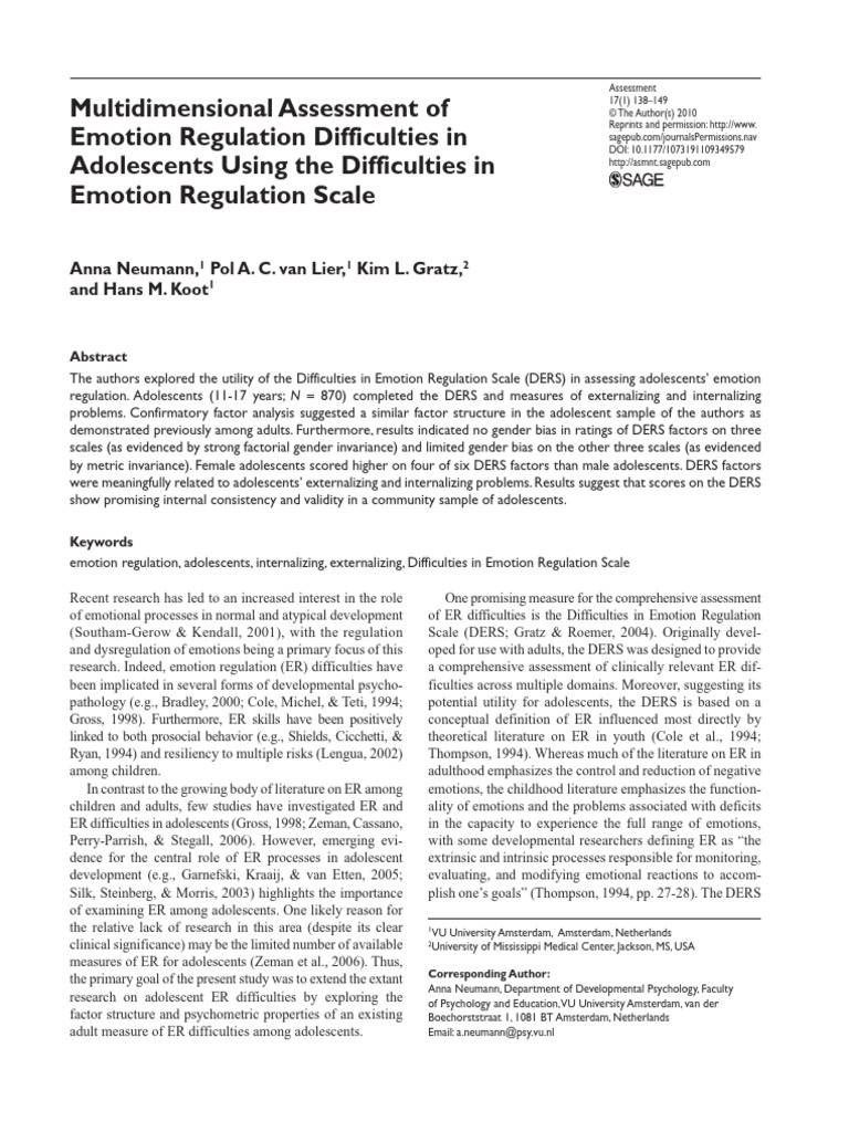 2010 Neumann. Multidimensional Assessment of Emotion Regulation Dif ...