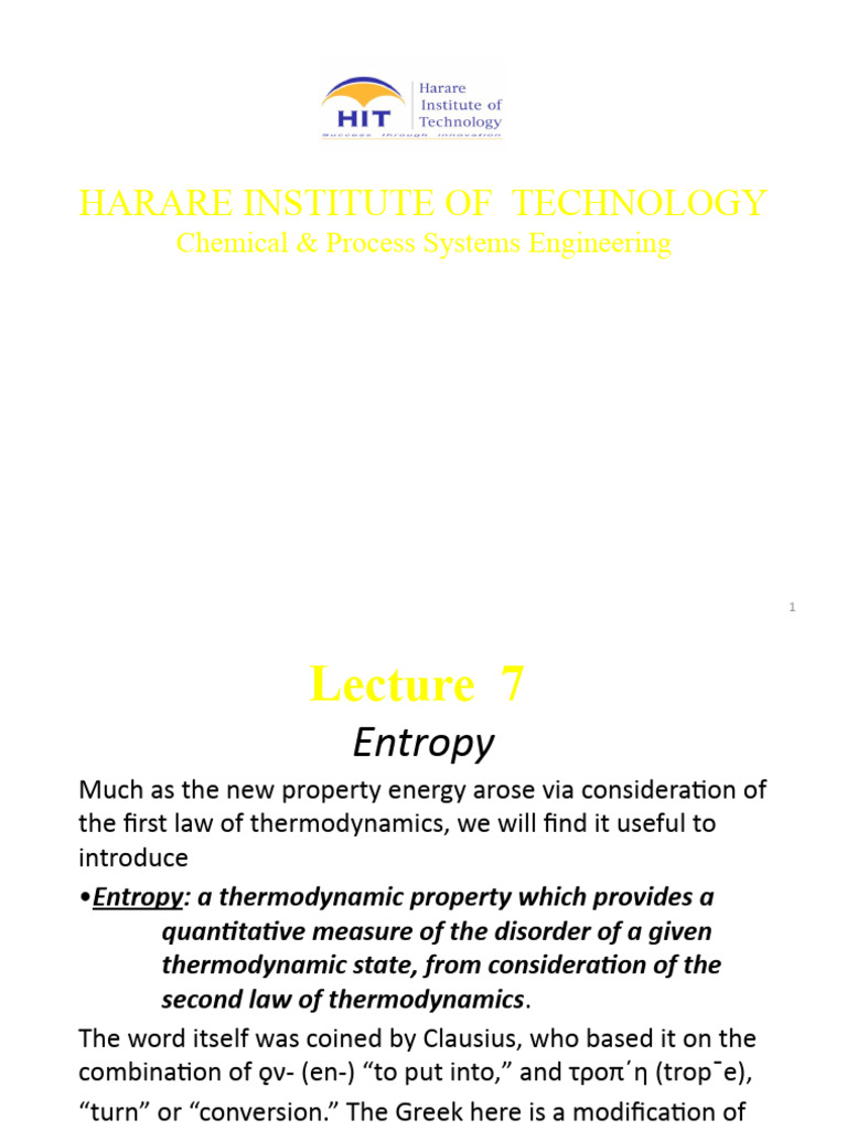 ECP 216 Lecture 7 Entropy | PDF | Heat | Entropy