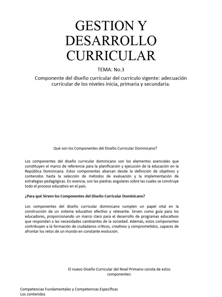 Gestion y Desarrollo Curricular | PDF | Plan de estudios | Evaluación