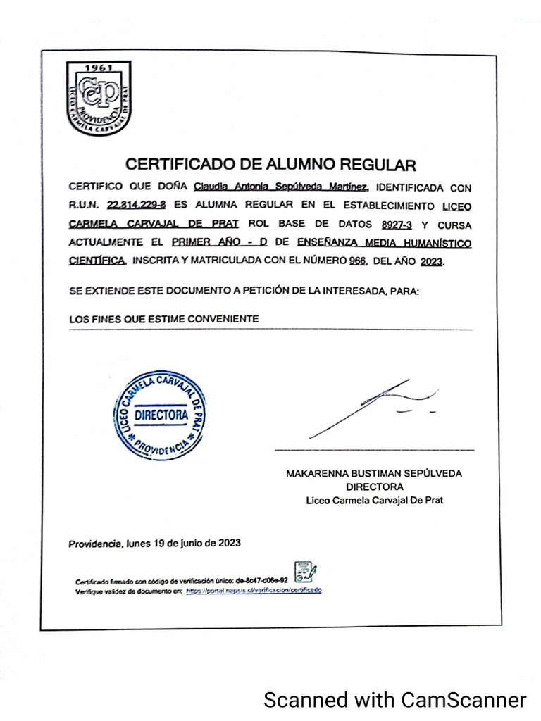 Certificado de Alumno Regular | PDF