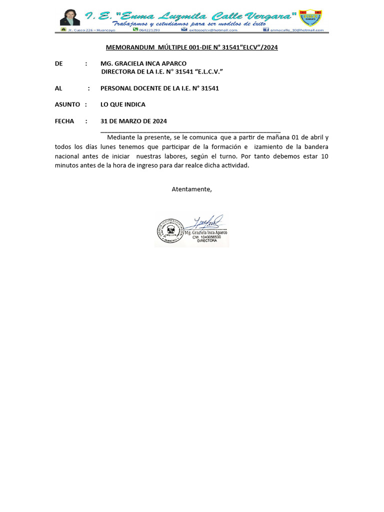 Memorandum Múltiple 001 | PDF
