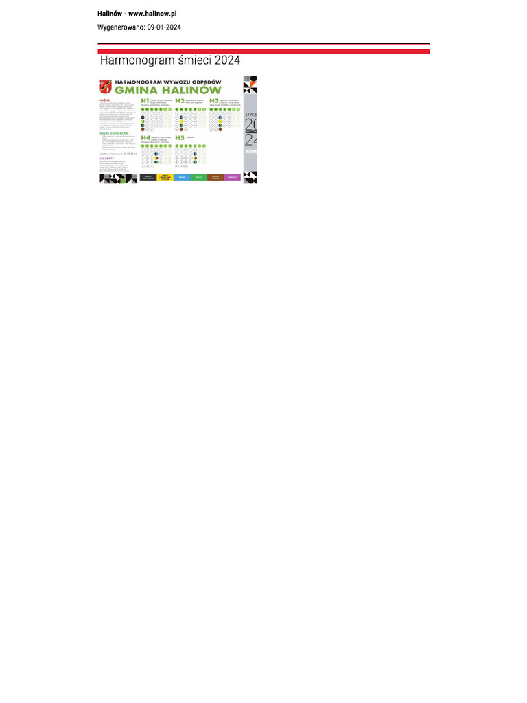 WWW - Halinow.pl Harmonogram Smieci 2024 | PDF