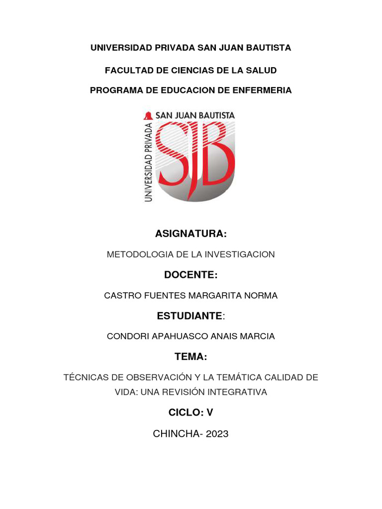 Informe de Lectura Metodologia PC4 | PDF | Observación | Método científico