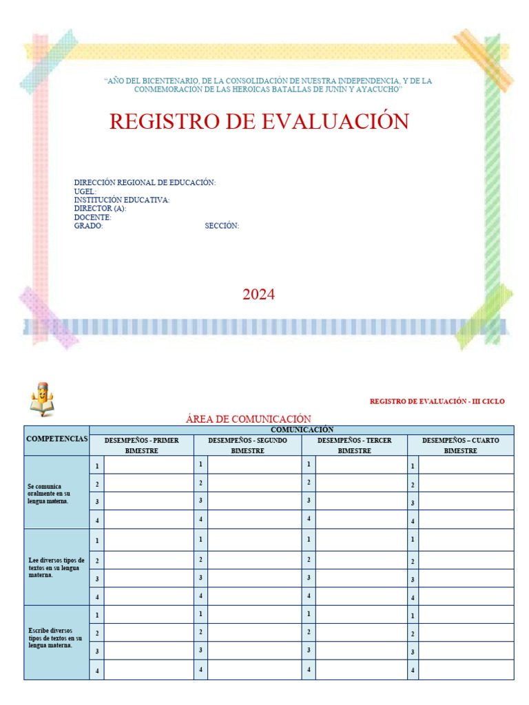 Registro de Evaluacion III Ciclo | PDF