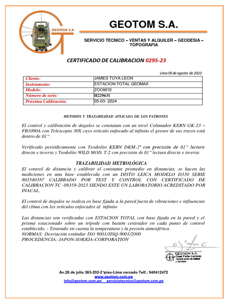 Certificado de Calibracion | PDF | Calibración | Science