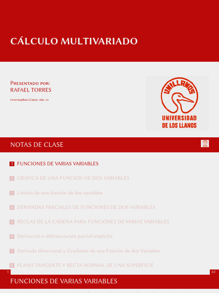 Funciones de Varias Variables | PDF | Función (Matemáticas) | Derivado
